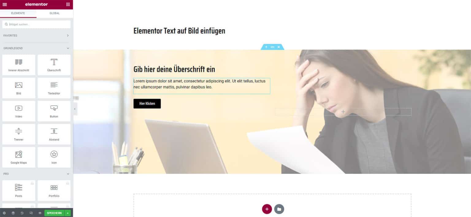 Elementor Text auf einem Bild einfügen - So geht's einfach