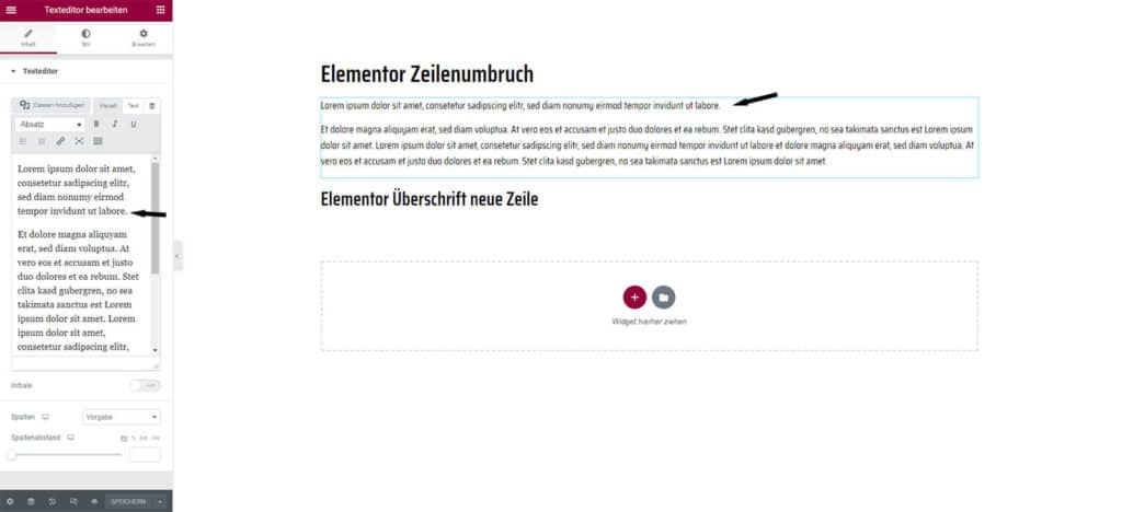 Elementor Zeilenumbruch - So geht's in (fast) allen Widgets
