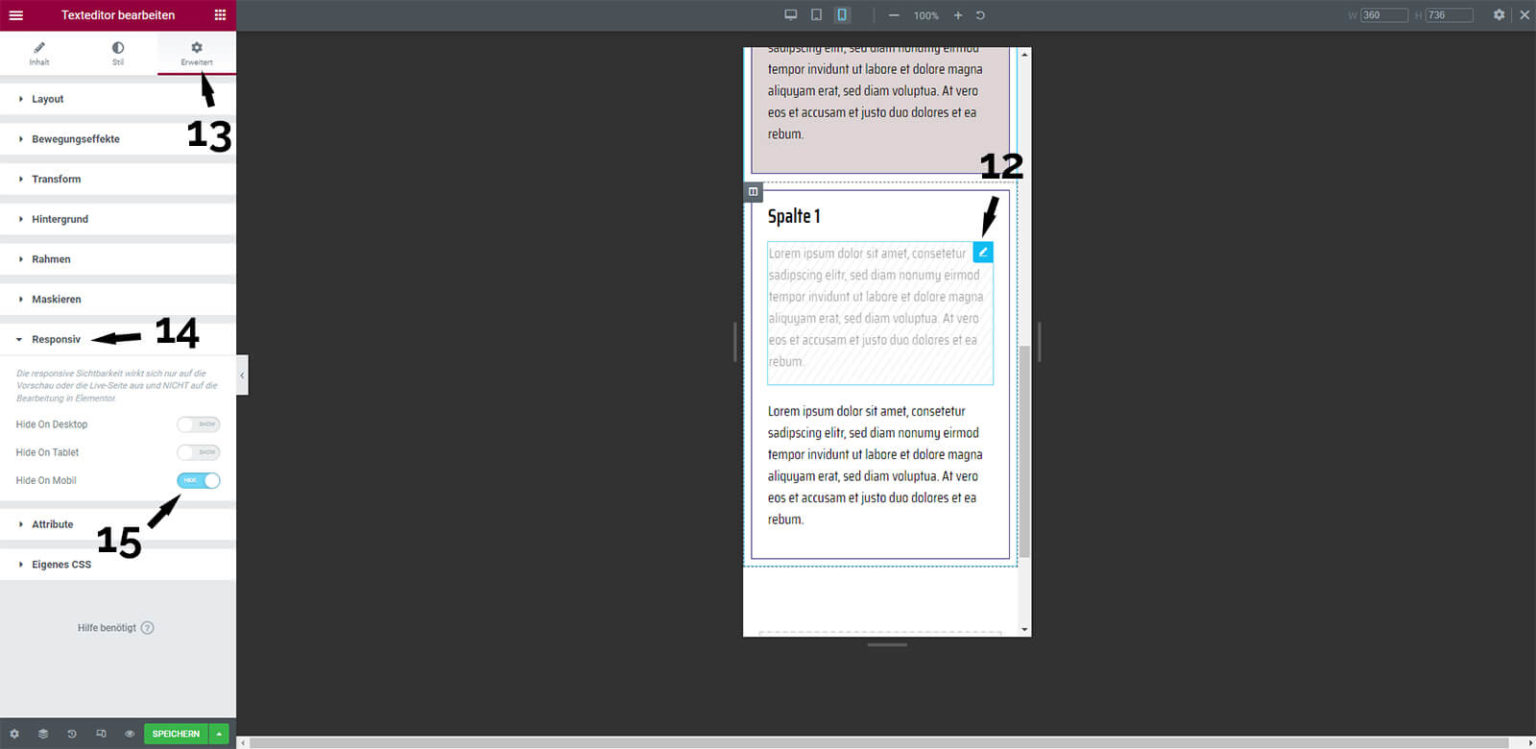 Elementor responsive Einstellungen - Tutorial auf Deutsch